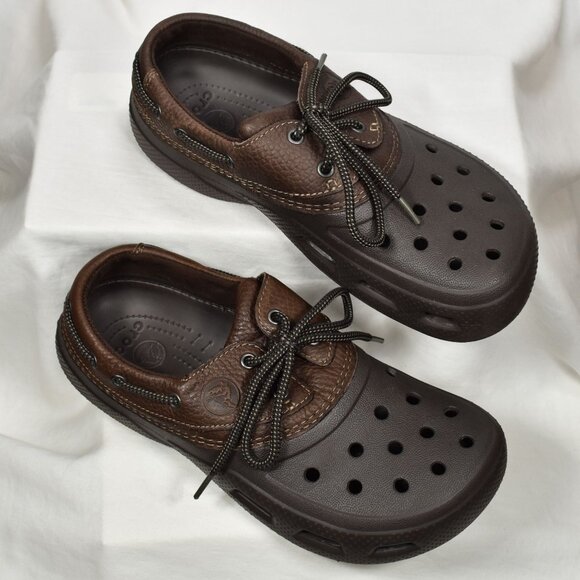 CROCS | Shoes | Crocs Islander Size M9 Pit Crew Sport Leather Laceup ...